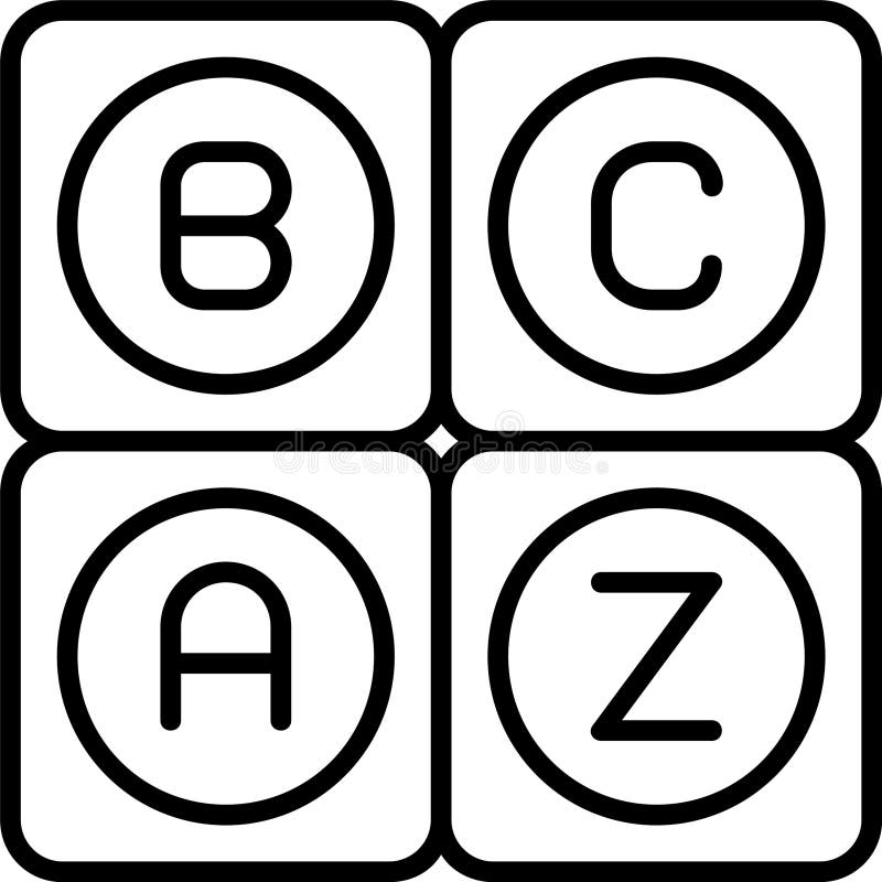 Alphabet Blocks Outline Vector Icon Stock Vector - Illustration of ...