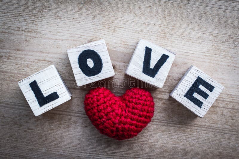 Alphabet Blocks and Red Heart Shaped Silk Stock Image - Image of love ...