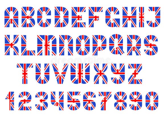 Alphabet of British flag stock vector. Illustration of pattern - 35130355