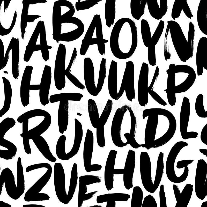 Alphabet Letters in Graffiti Style Seamless Pattern. Vector Hand Drawn ...