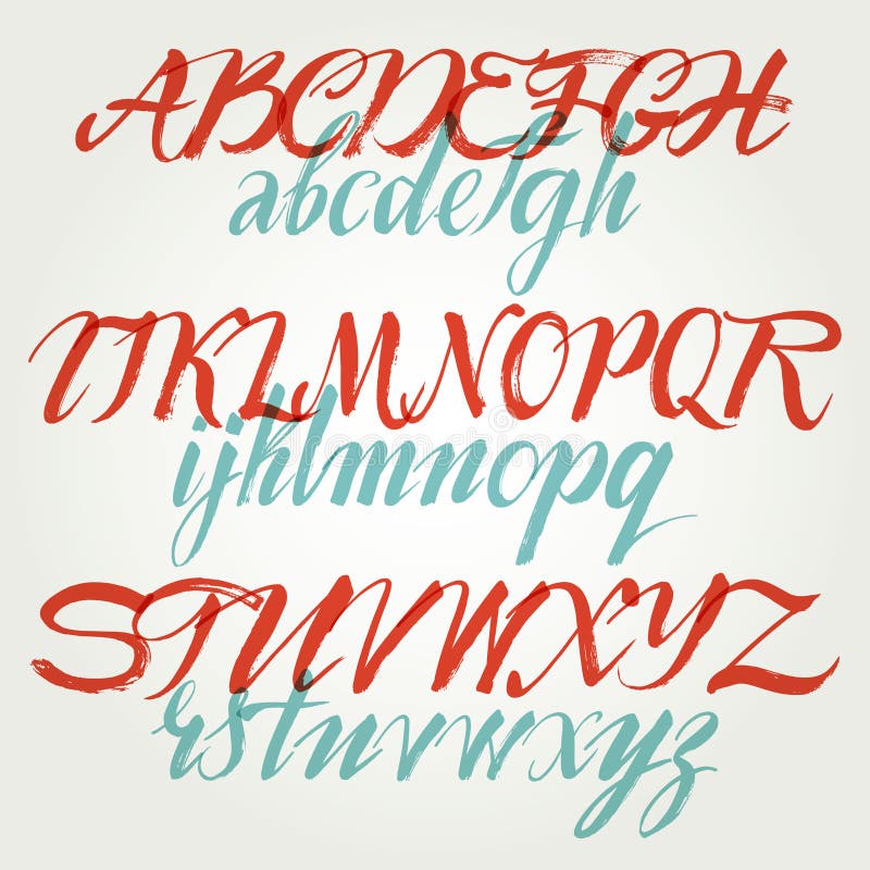 Hand Draw Alphabet. Uppercase and Lowercase Letters. Calligraphy Font ...