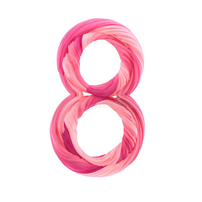 Alphabet Candy Twisted Style Art and Illustration Digit Eight. 3D Stock ...