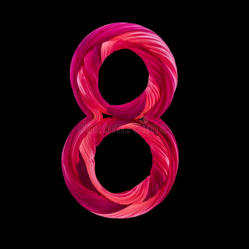 Alphabet Candy Twisted Style Art and Illustration Digit Eight. 3D Stock ...