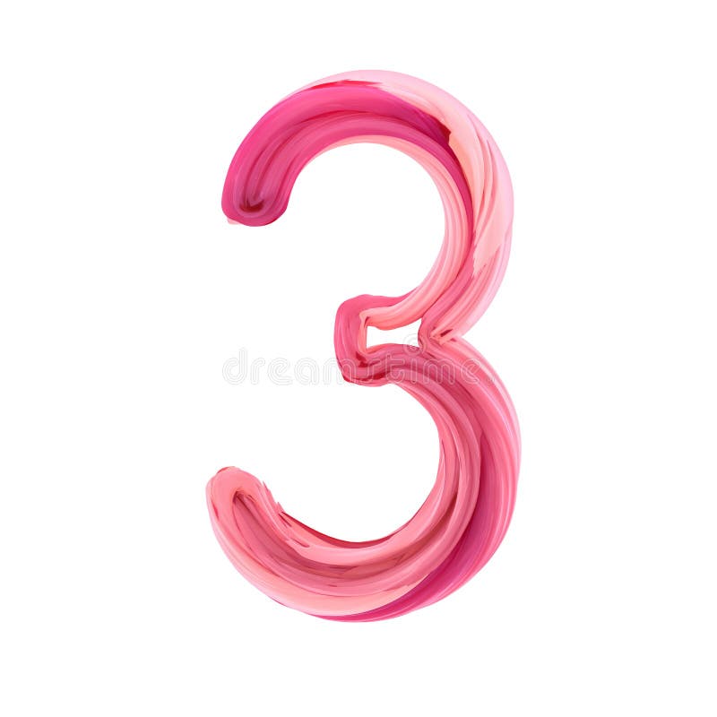 Alphabet Candy Twisted Style Art and Illustration Digit Three. 3D Stock ...