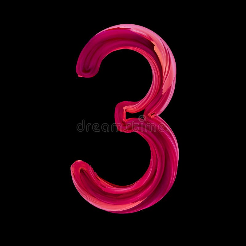 Alphabet Candy Twisted Style Art and Illustration Digit Three. 3D Stock ...