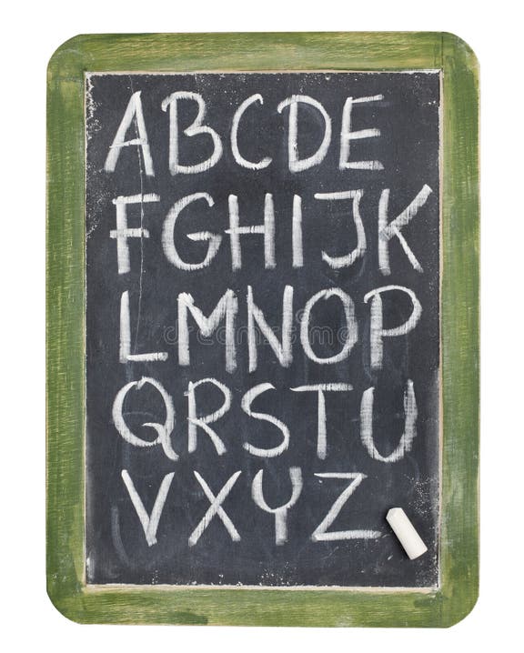 Alphabet in Chalk on Blackboard Stock Image - Image of wood, uppercase ...