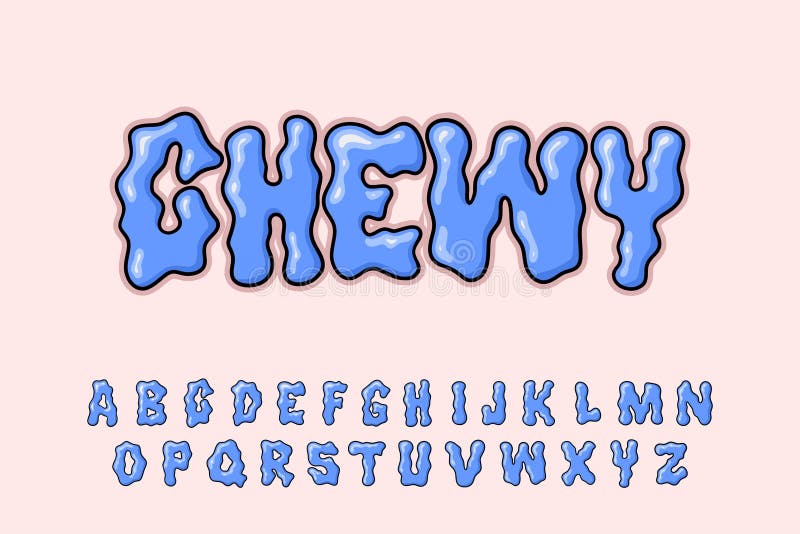 Alphabet Chewy Font Typeset Cartoon Vector Stock Vector - Illustration ...