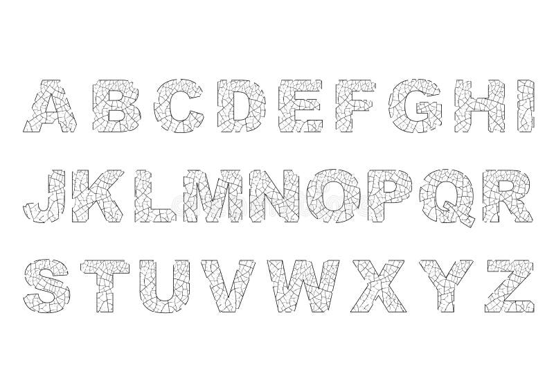 Alphabet Chipped and Broken Stock Illustration - Illustration of ...