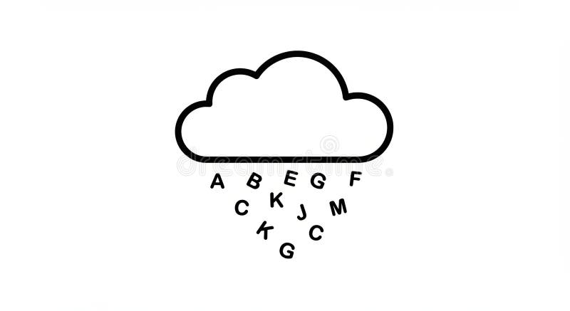 Alphabet Cloud with Letters Falling in Minimalist Design on White ...