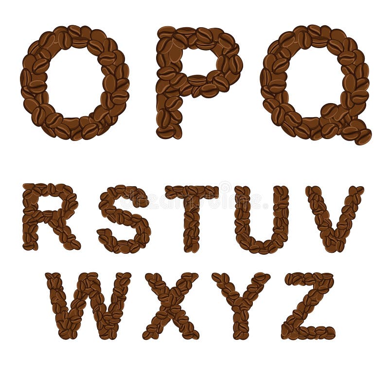 Alphabet of Coffee from O To Z. Stock Vector - Illustration of figure ...
