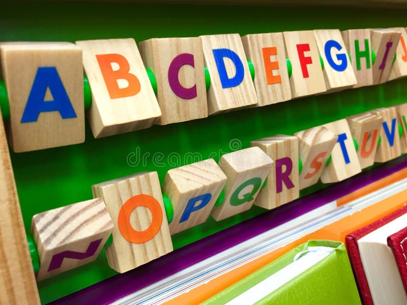 Alphabet from Colorful Wooden Cubes Stock Image - Image of alphabet ...