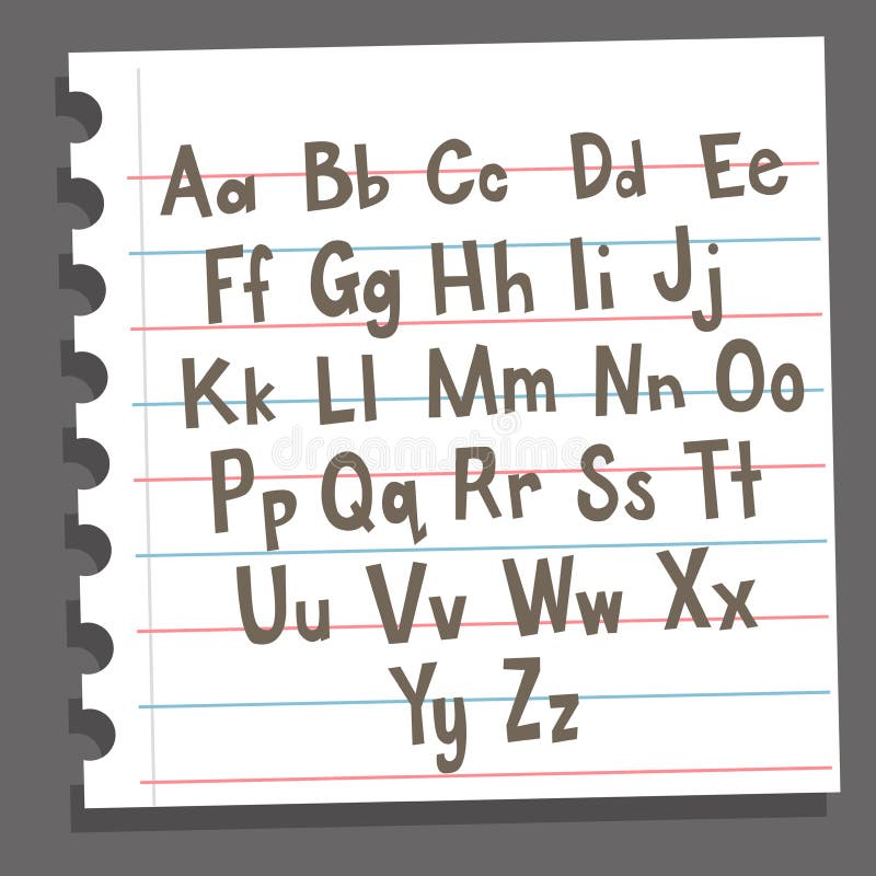 Alphabet in Composition Pad Stock Vector - Illustration of collection ...