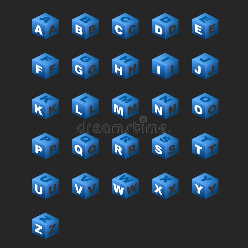 Alphabet Cubes (Blue Theme) Stock Illustration - Illustration of icons ...