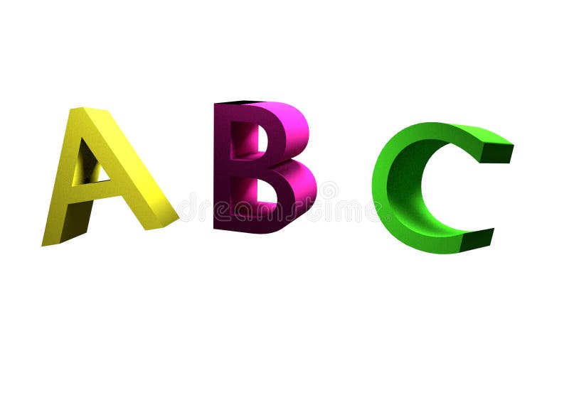 Alphabet 3D Letters, a ,B, C Withe Background Stock Illustration ...