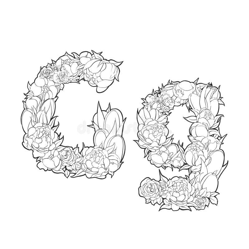 Alphabet De Fleur La Lettre G Illustration de Vecteur - Illustration du ...
