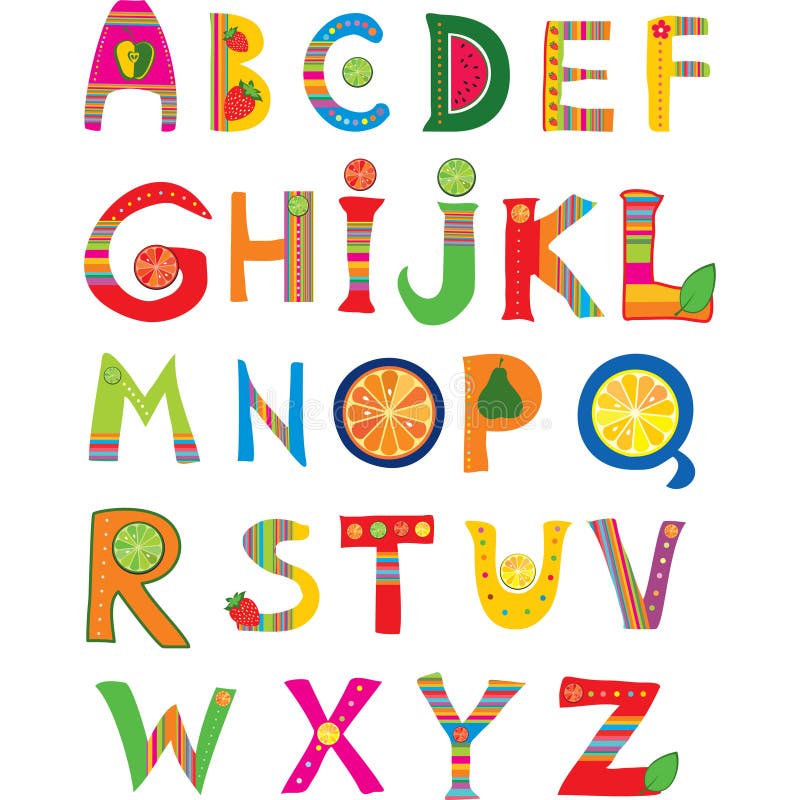 Striped Alphabet and Numbers Stock Vector - Illustration of alphabet ...
