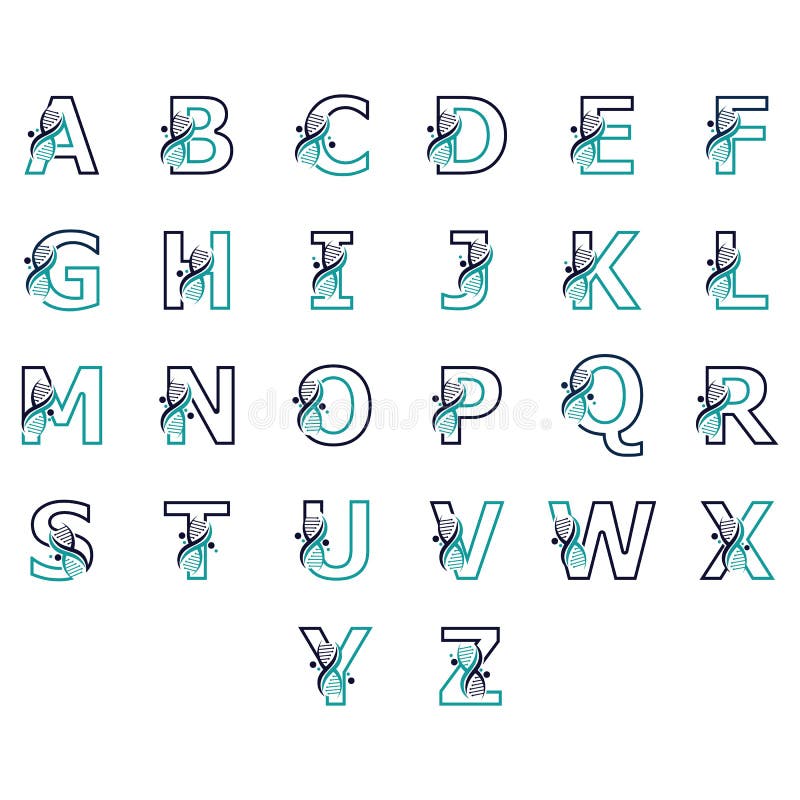 Alphabet with DNA Logo or Symbol Template Design Vector Stock ...