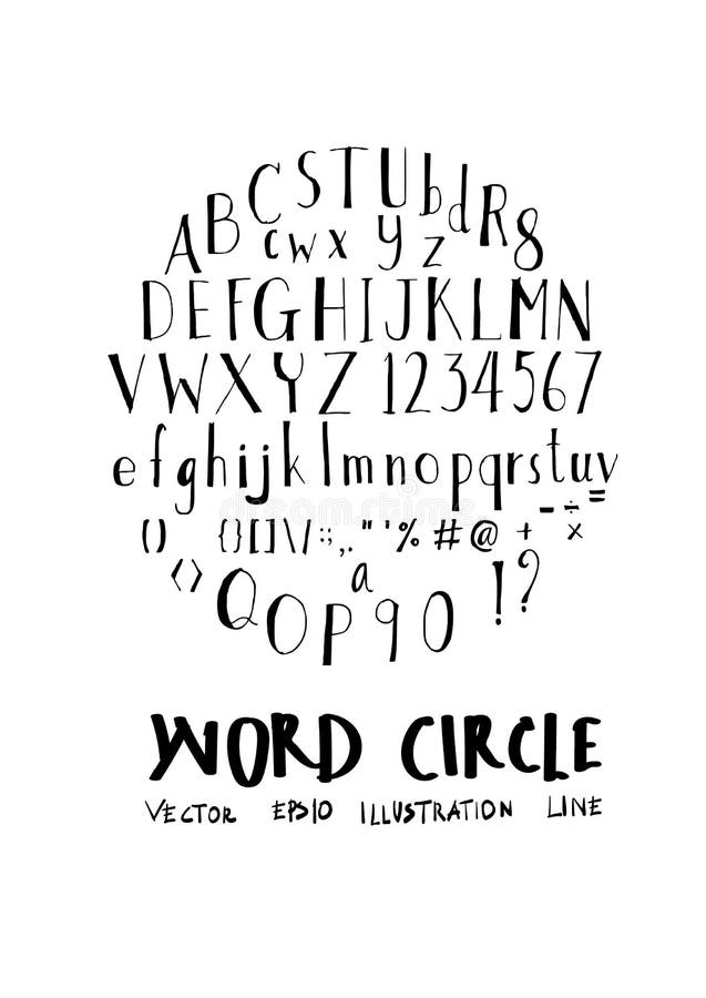 Alphabet Doodle Illustration Circle Form Line Sketch Style Eps10 Stock ...