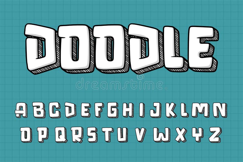 Alphabet Doodle Text Vector Letters Stock Vector - Illustration of ...