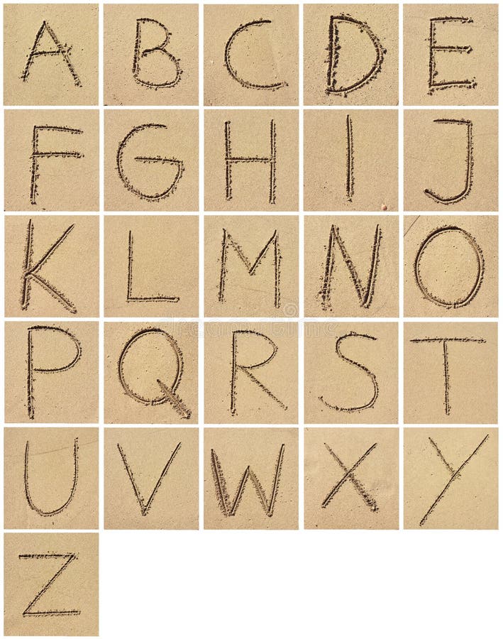 Alphabet Drawing or Writing in the Sand Stock Image - Image of order ...