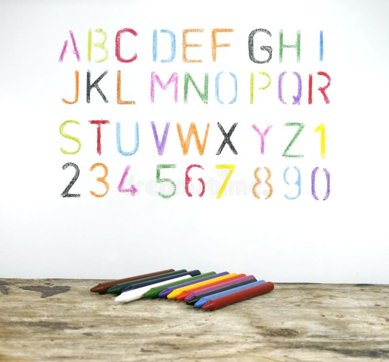 The Alphabet Drawn by a Crayon Stock Photo - Image of kids, consonant ...