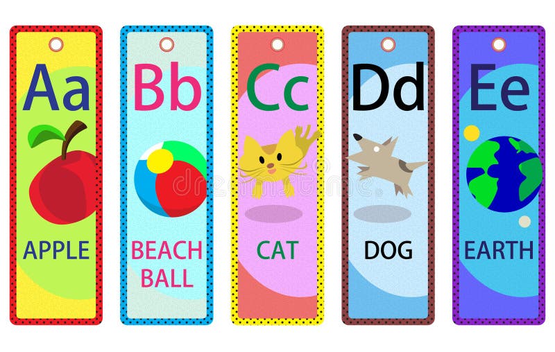 Kids Alphabet Printable Bookmarks Collection U-Z Stock Vector ...