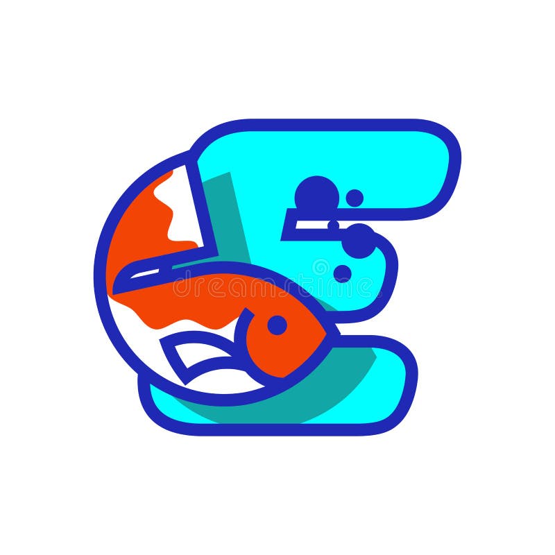 Alphabet E Fish Logo stock illustration. Illustration of design - 266951373