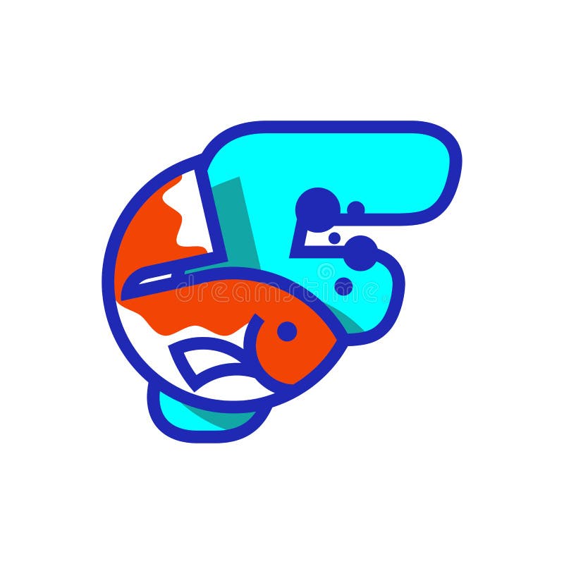 Alphabet F Fish Logo stock illustration. Illustration of water - 266951374