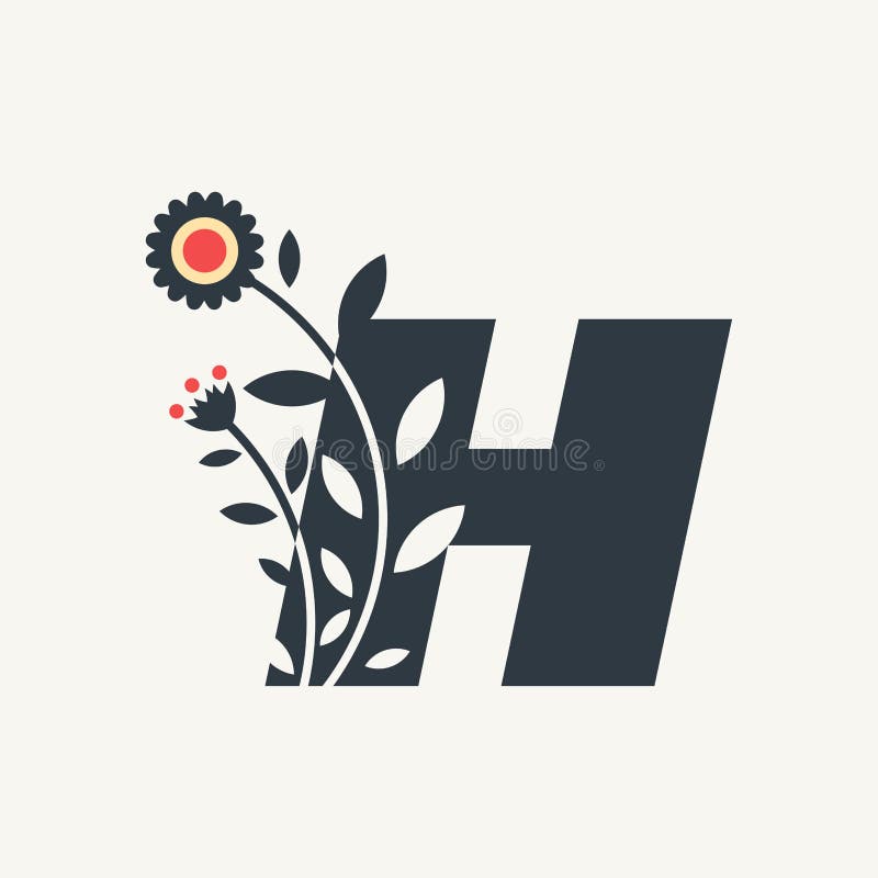 Alphabet H Flowers with Three Colors Stock Illustration - Illustration ...