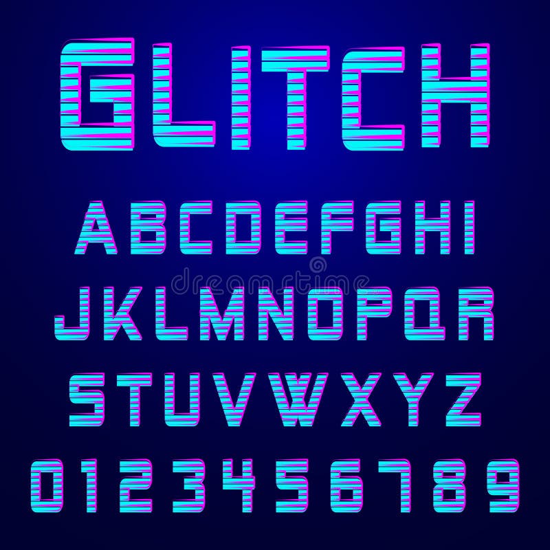 Glitch Design Alphabet Template Stock Vector - Illustration of ...