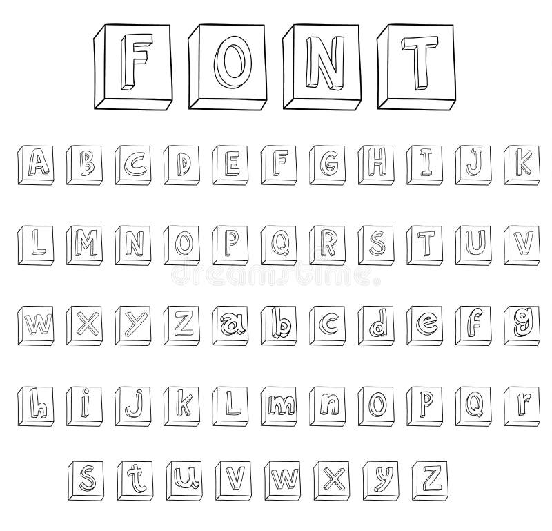 Alphabet Font Line Set- Vector Illustration. Stock Vector ...