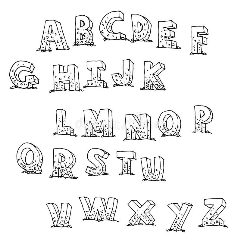 Alphabet Font Pencil Line - Vector Illustration Stock Vector ...