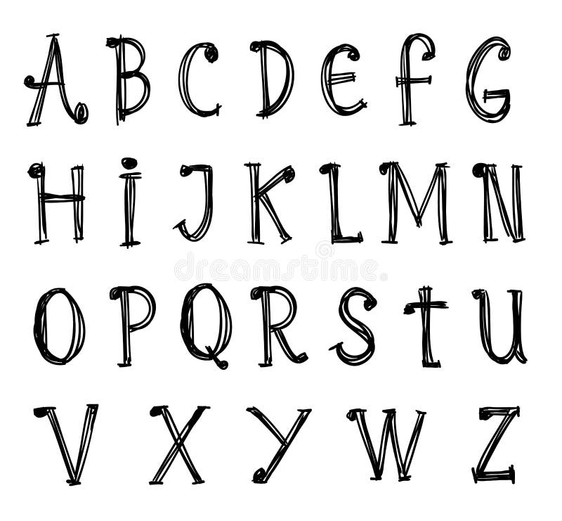 Alphabet Font Pencil Line - Vector Illustration Stock Vector ...