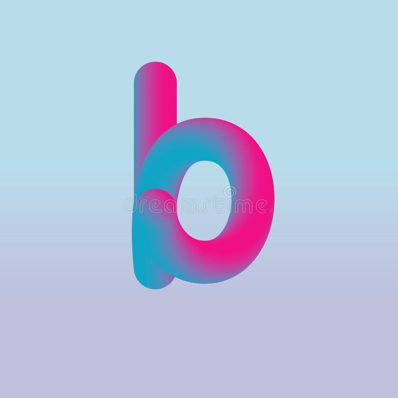 Alphabet Font Lowercase B 3D Gradient Blue and Pink Stock Vector ...