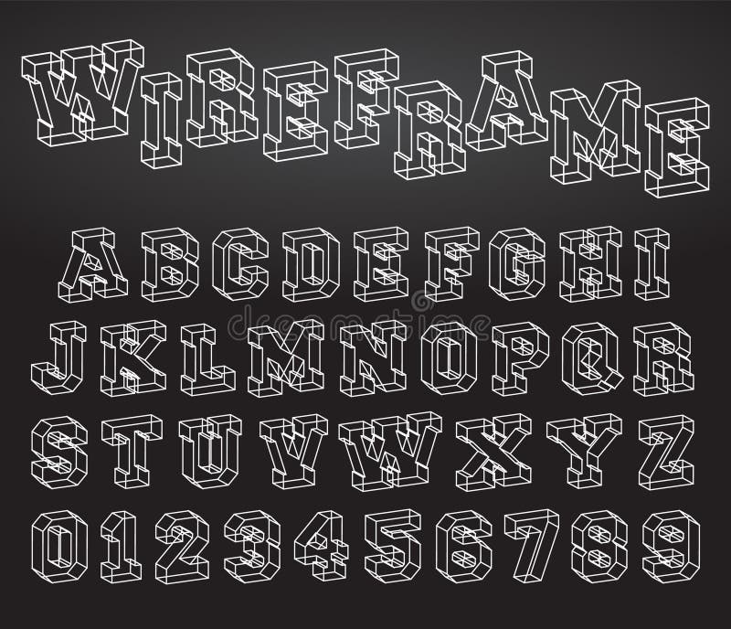 Wireframe Alphabet Font. Vector Stock Vector - Illustration of creative ...