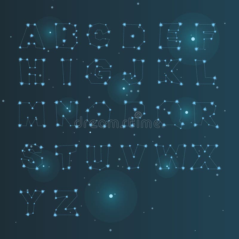 Alphabet in the Form of a Constellation. Bright Cosmic Letters from ...