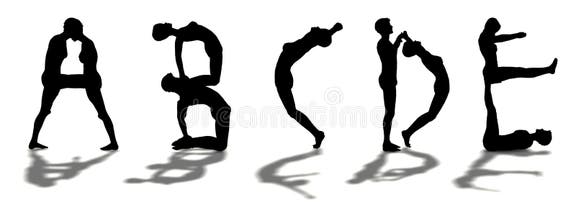 Alphabet Formed by Man ABCDE Stock Illustration - Illustration of shape ...