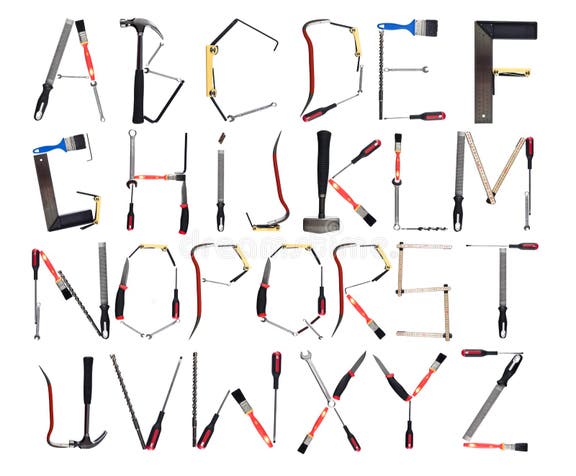 The Alphabet Formed by Tools Stock Photo - Image of knife, message ...