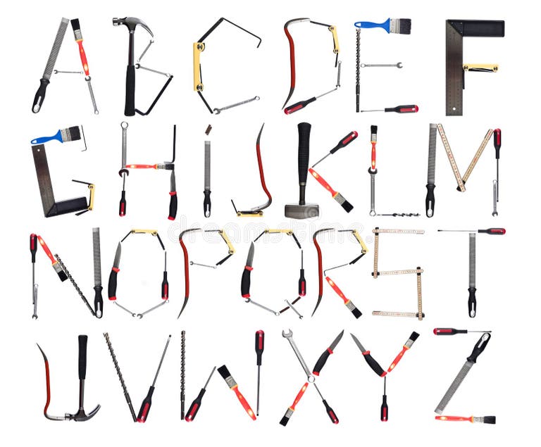 The Alphabet Formed by Tools Stock Photo - Image of knife, message ...