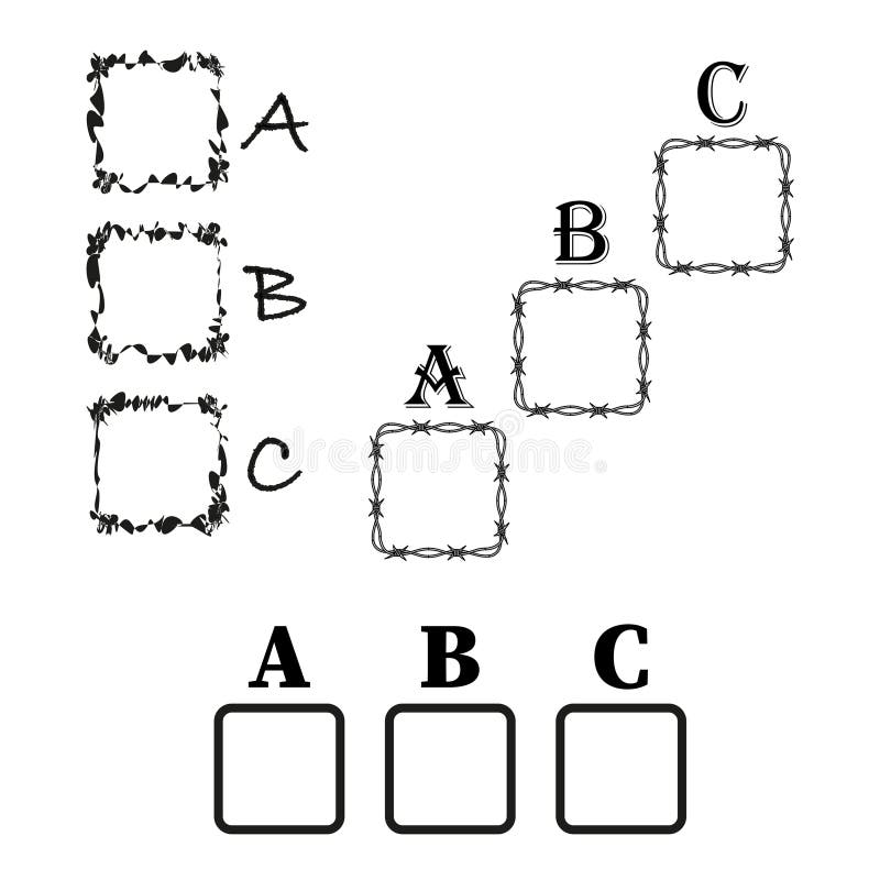 Alphabet Frame Icons. Black Vector Designs. Nine Different Styles ...