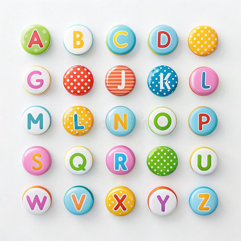 Alphabet Fridge Magnets on White Background Stock Illustration ...
