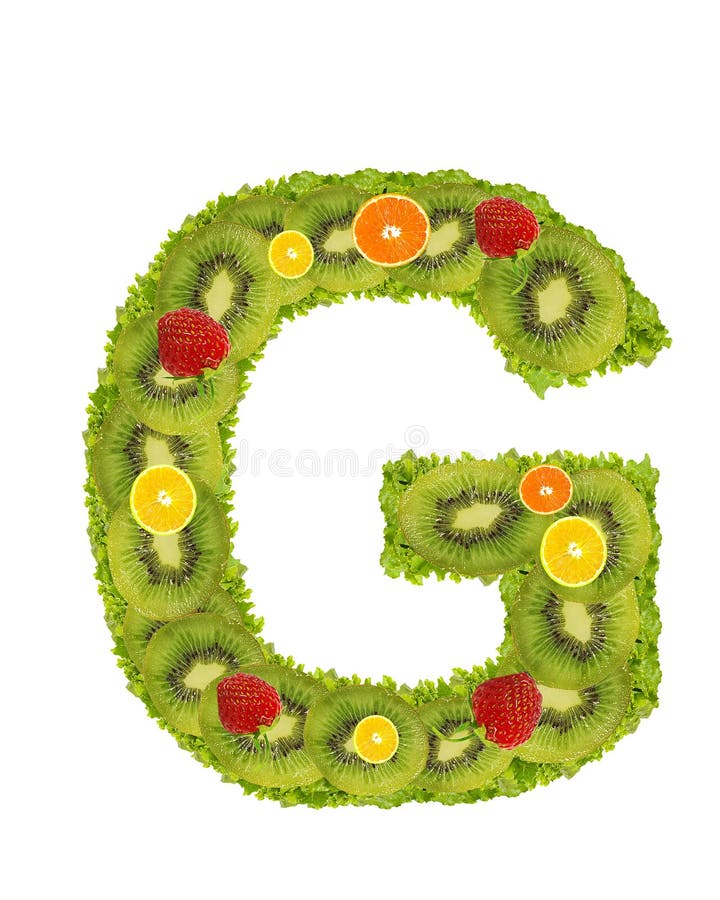 Alphabet from fruit - G stock illustration. Illustration of food - 6318699