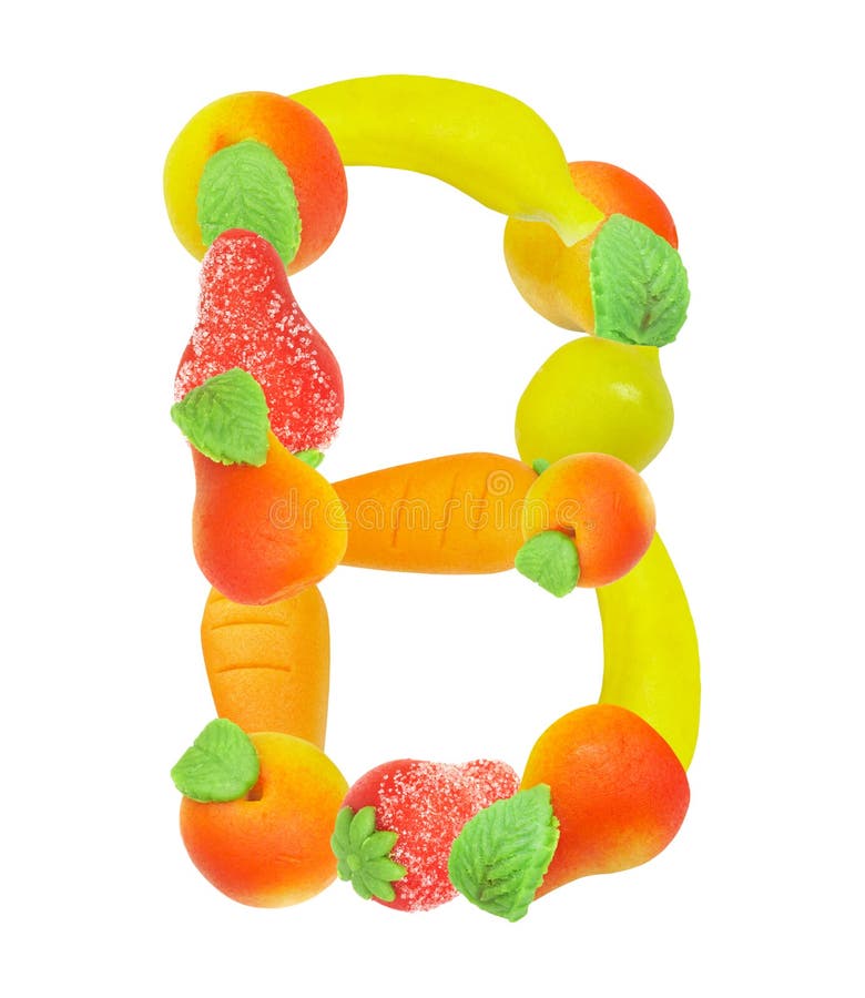 Alphabet from Fruit, the Letter B Stock Image - Image of white, text ...