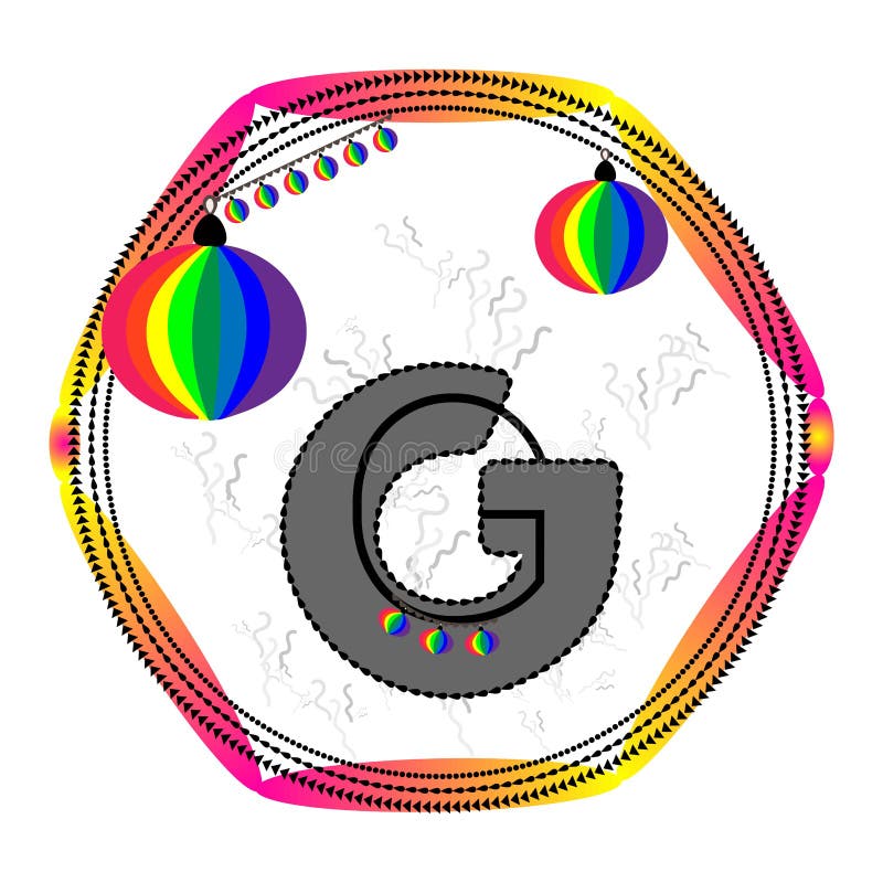 Alphabet G. Letter G Gradient Label. Rainbow Ball Sticker Frame Vector ...