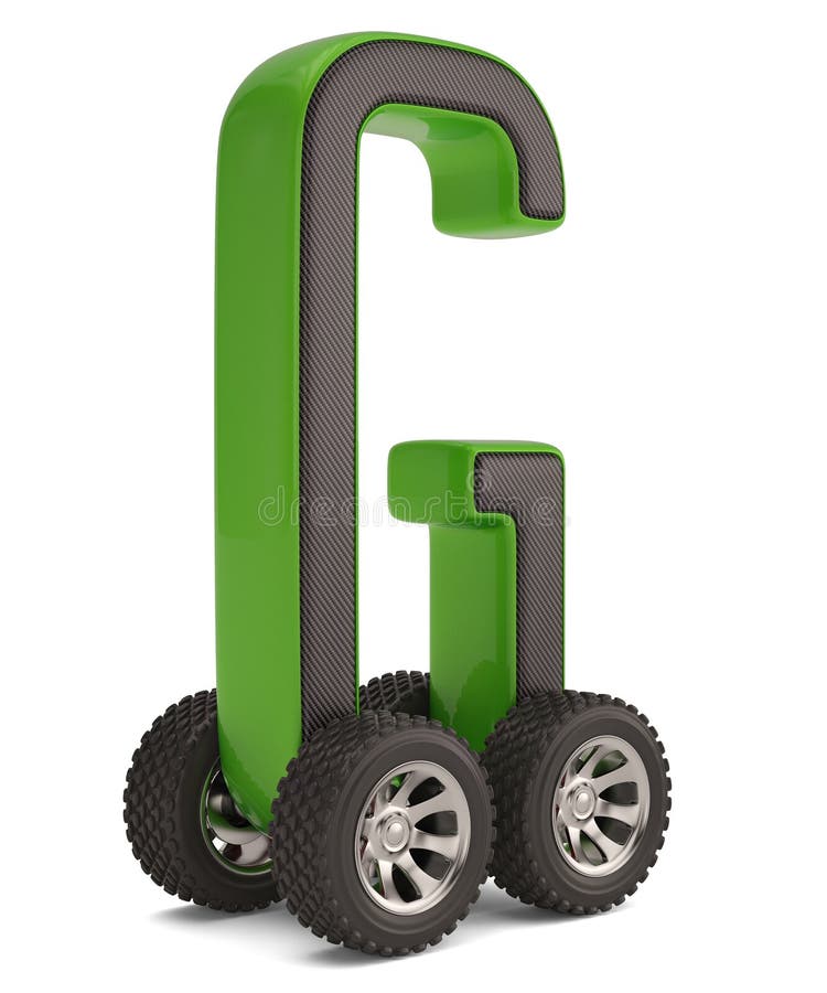 Alphabet G with Wheels Isolated on White Background 3D Illustration ...