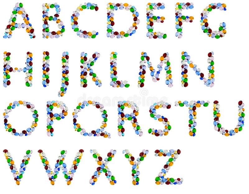 Of Alphabet Font Gem and Colored Glass Stock Vector - Illustration of ...