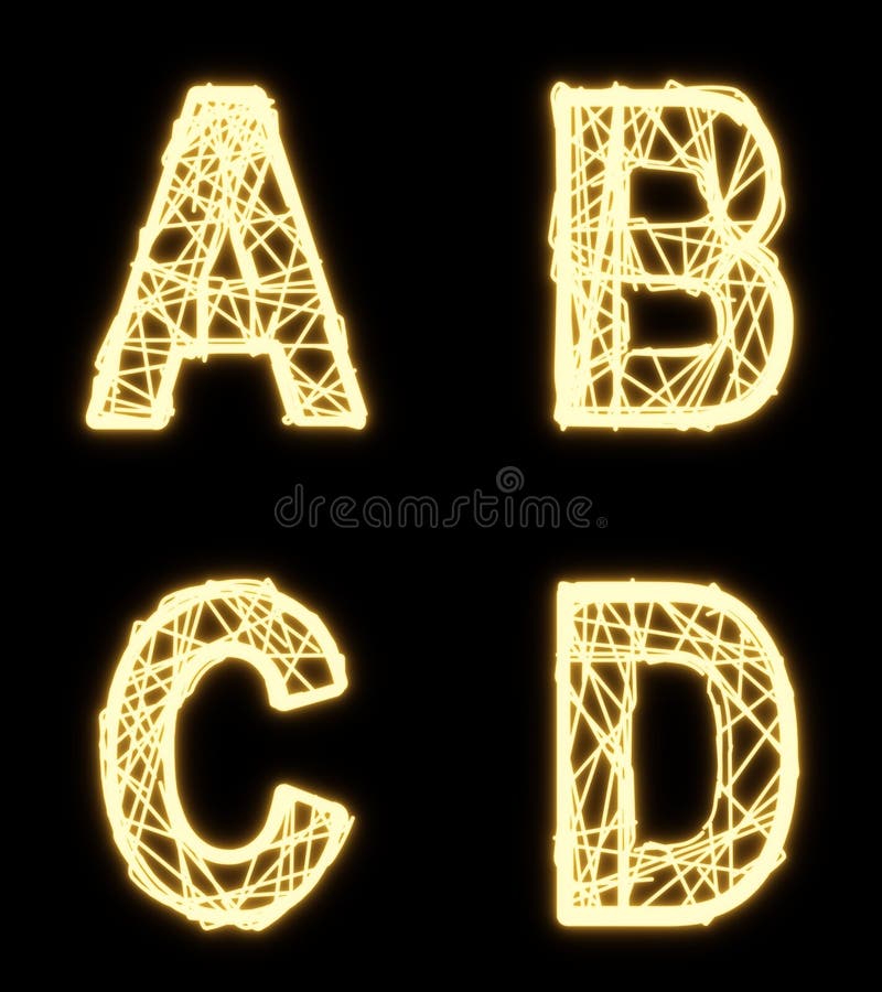 Alphabet of glowing cable stock illustration. Illustration of isolated ...