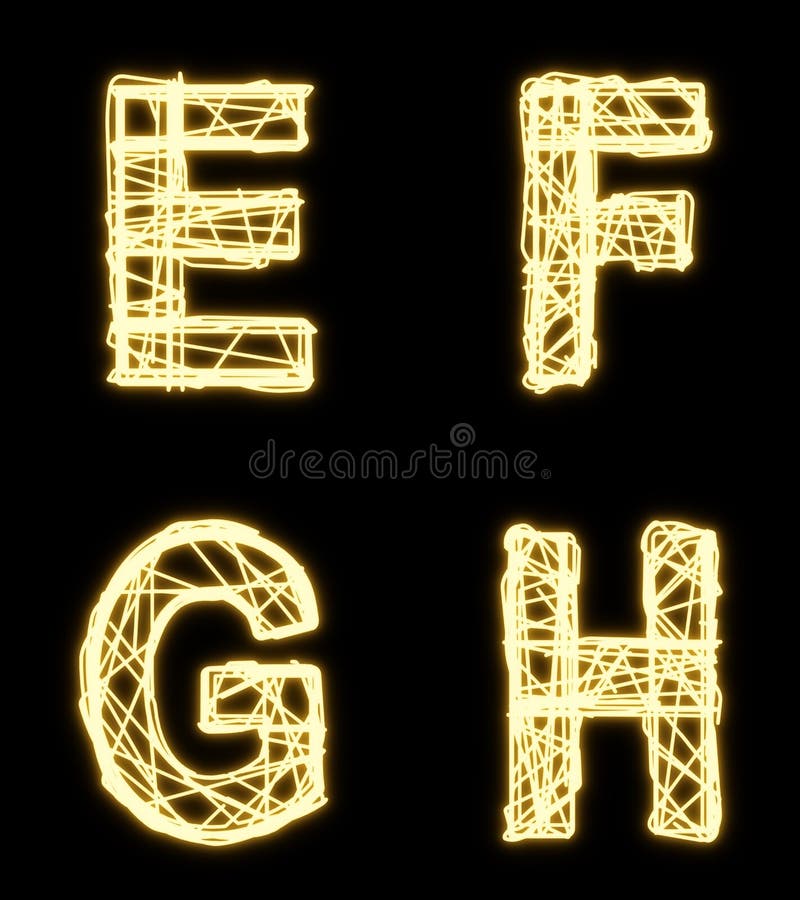 Alphabet of glowing cable stock illustration. Illustration of decorate ...