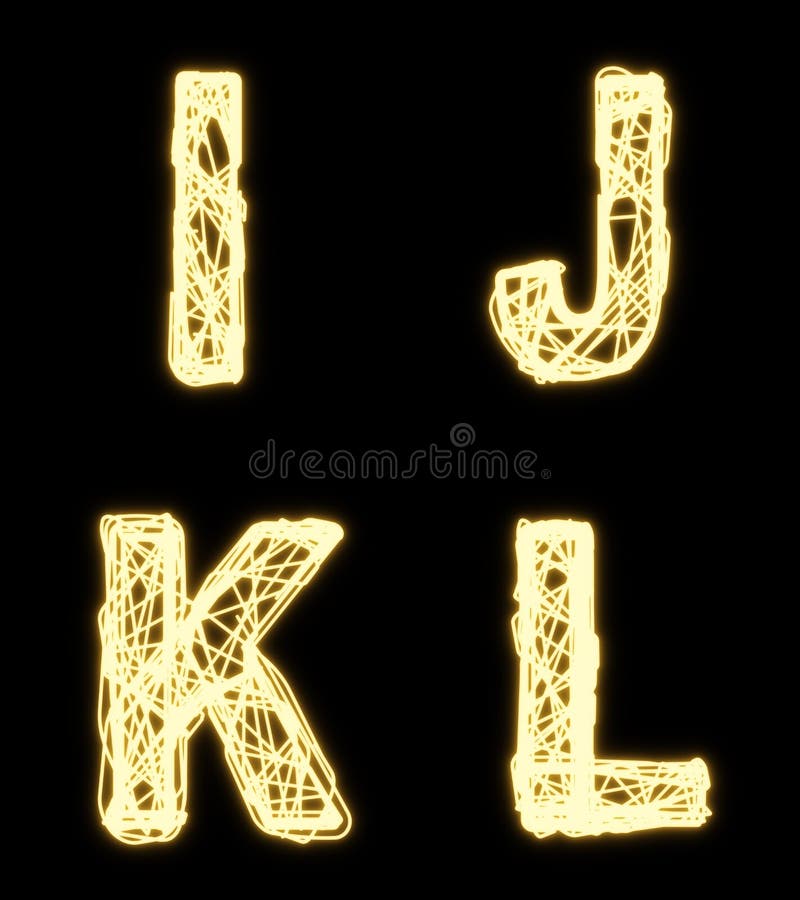 Alphabet of glowing cable stock illustration. Illustration of isolated ...