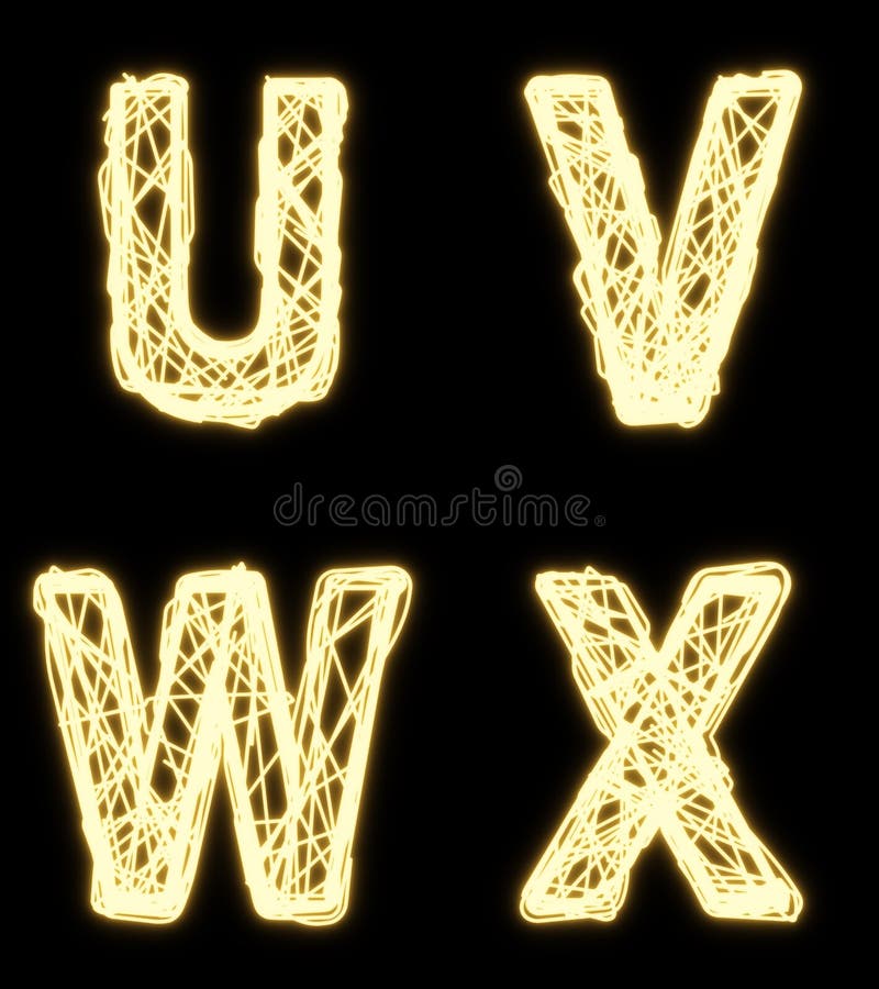 Alphabet of glowing cable stock illustration. Illustration of wire ...